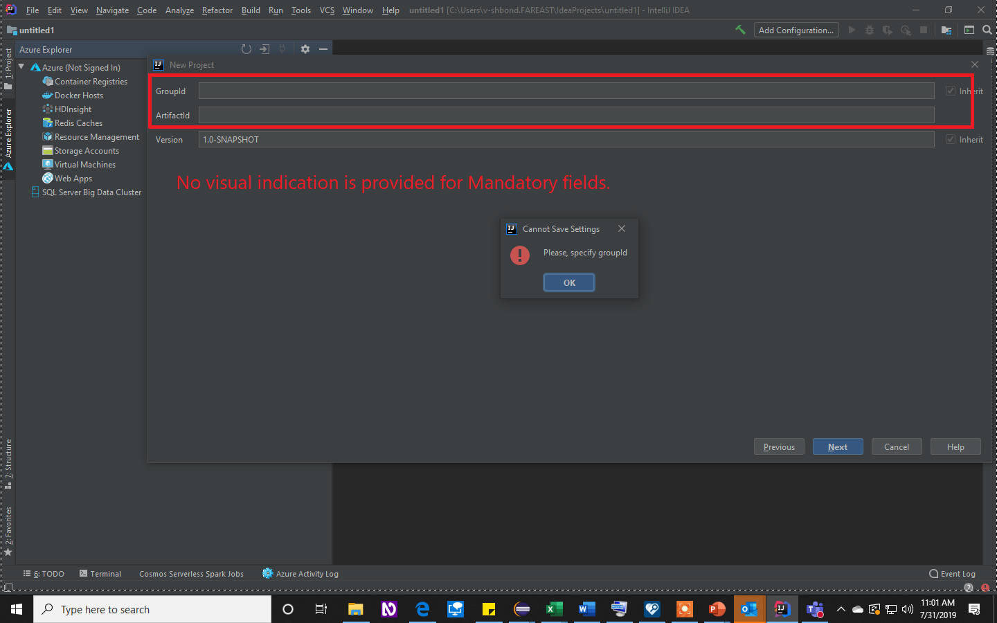 [Accessibility]A11y_ Java Tooling for IntelliJ/Eclipse_ New Project_ Error Identification: There ...