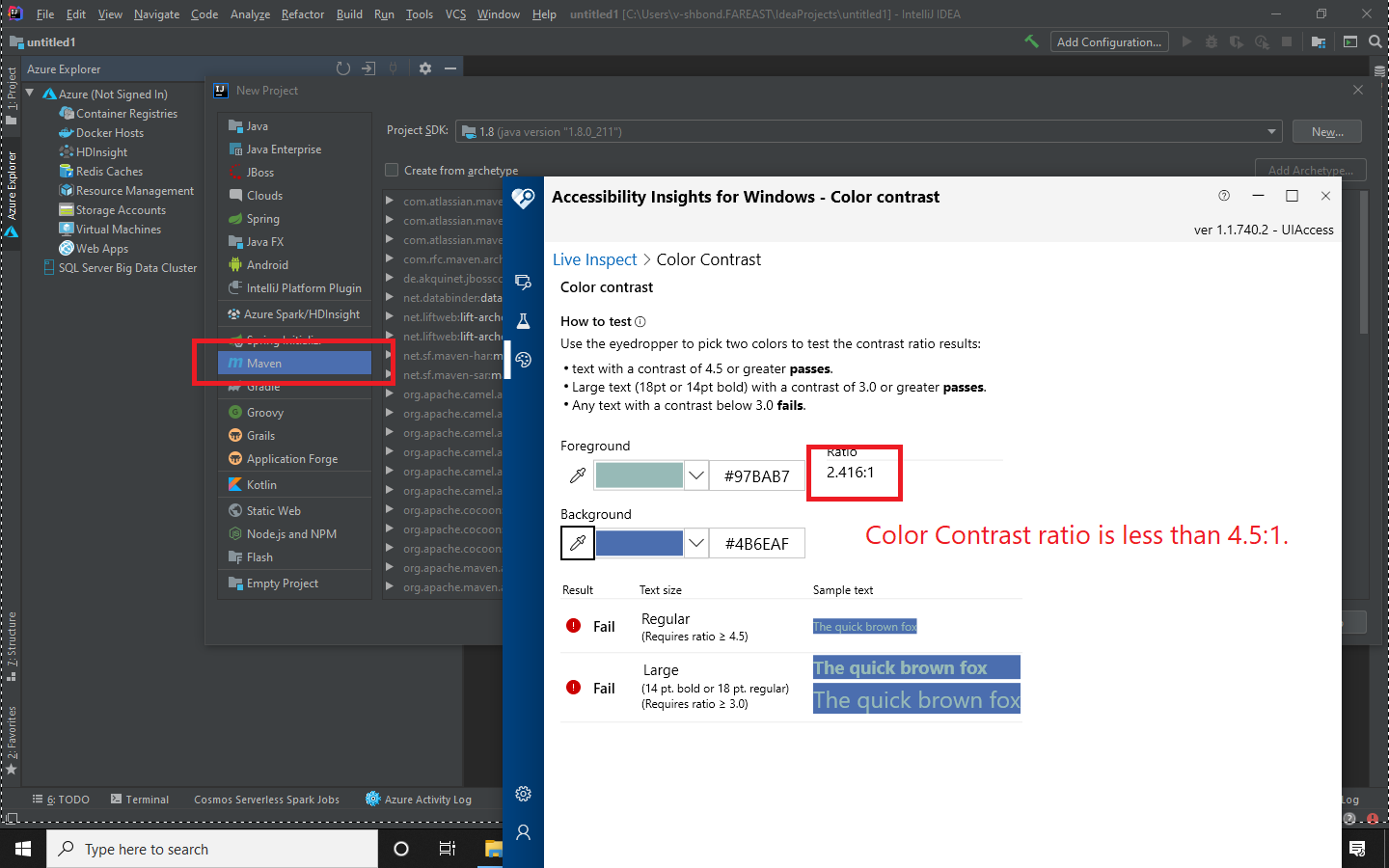 [Accessibility]A11y_Java Tooling for IntelliJ/Eclipse_ New Project_ Color Contrast: Color ...