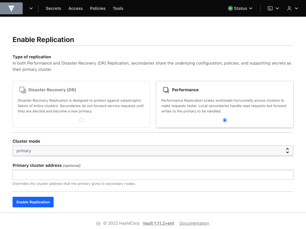 UI Bug in "Enable Replication" page · Issue #16604 · hashicorp/vault · GitHub