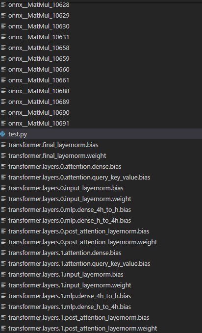 [bug Help] 我想将glm的模型文件转成onnx文件进行推理。结果它除了生成model Onnx 之外，还生成了了一堆相关的文件，请问