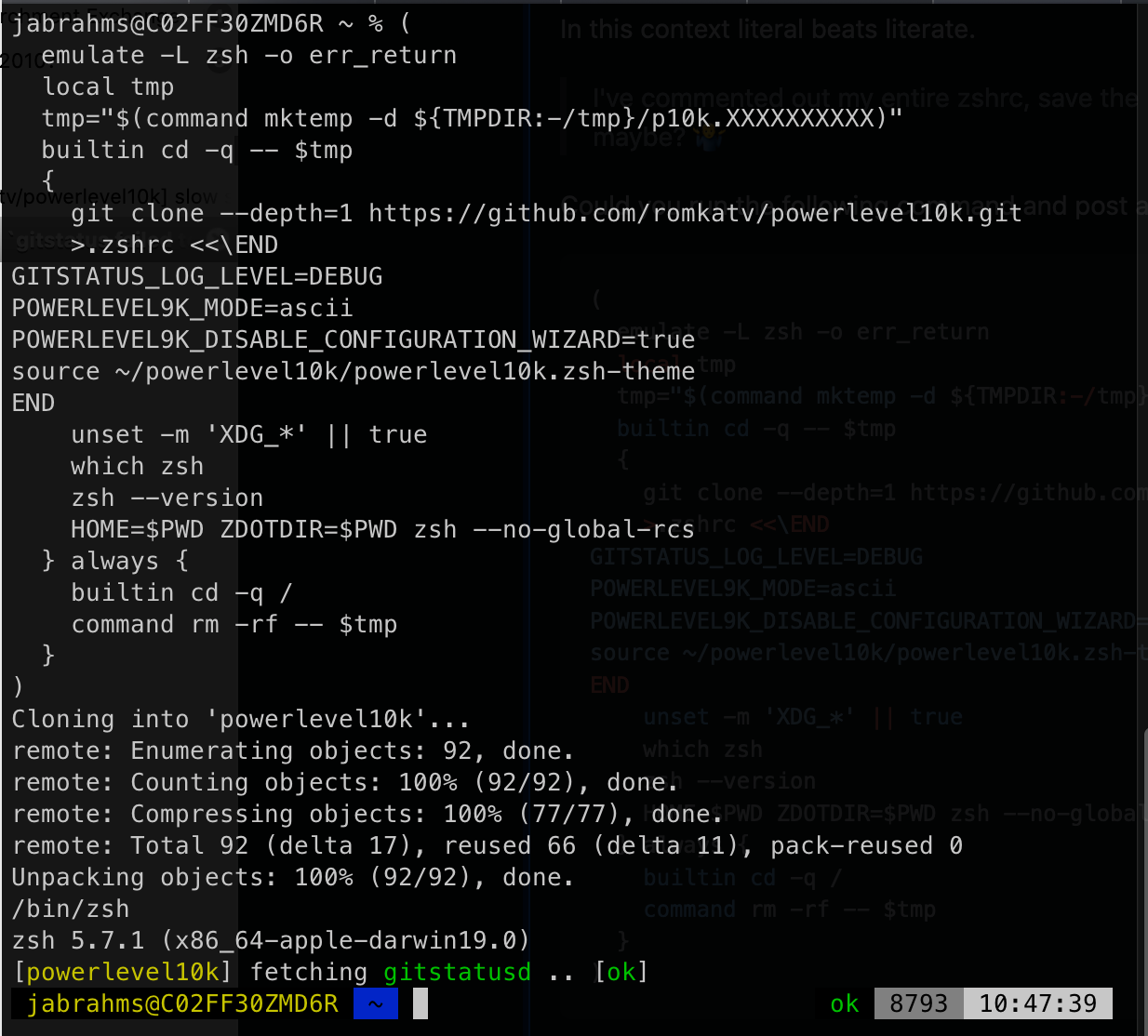 Slow Startup Due To `gitstatus Failed To Initialize` On Osx · Issue 1791 · Romkatv