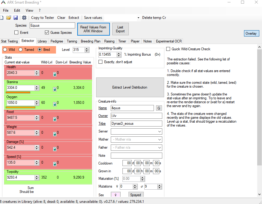 Red stat boxes on a lot of my bred dinos · Issue #671 · cadon ...