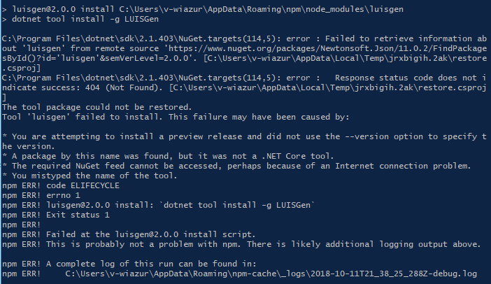 LUISGen Fails to Install on Mac · Issue #643 · microsoft/botbuilder ...