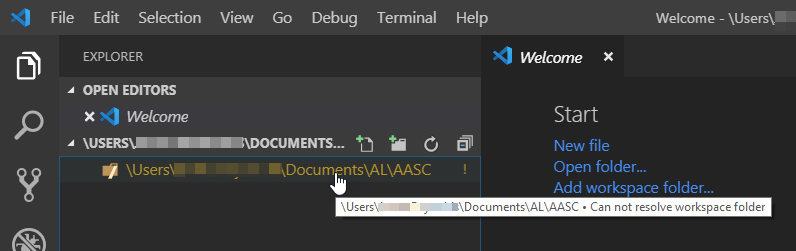 AL:GO! Creates Folder but returns error - Can not resolve workspace ...