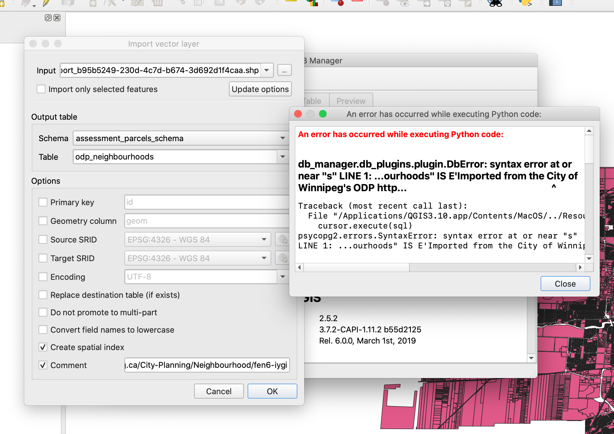 Qgis Db Manager Fails To Escape Quotes In Comment Field When Importing A Shapefile Into Postgis