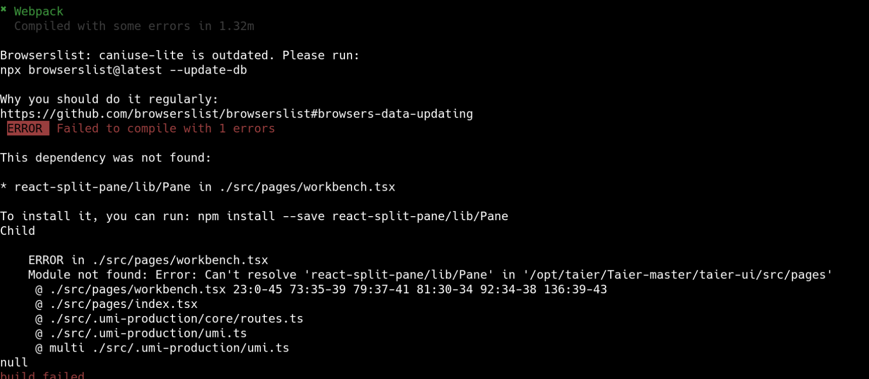 taier-ui 执行yarn build时候报错 · Issue #265 · DTStack/Taier · GitHub