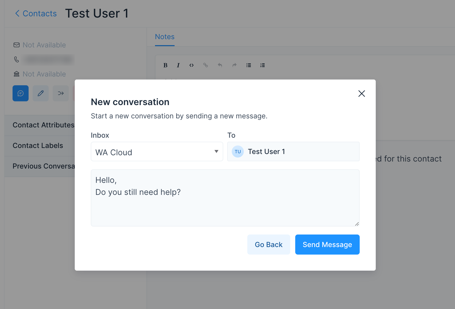 Unable to send template message from Contacts --> New Message [WhatsApp Cloud] · Issue #5481 ...