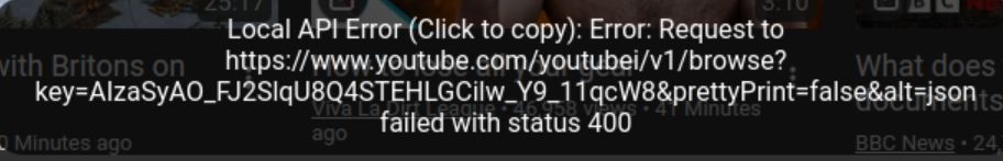 [Bug]: error 400 on local API key v0.18.0-nightly-2844 Beta · Issue #3418 · FreeTubeApp/FreeTube ...