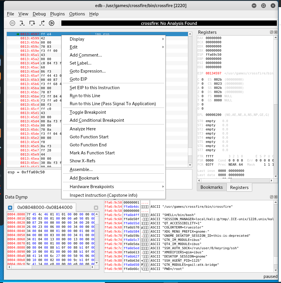 Opcode search jmp esp problem ESP ->EIP · Issue #723 · eteran/edb ...