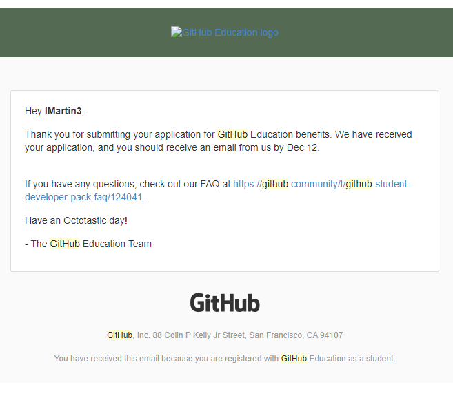 I haven't received an email regarding my student pack application in ...