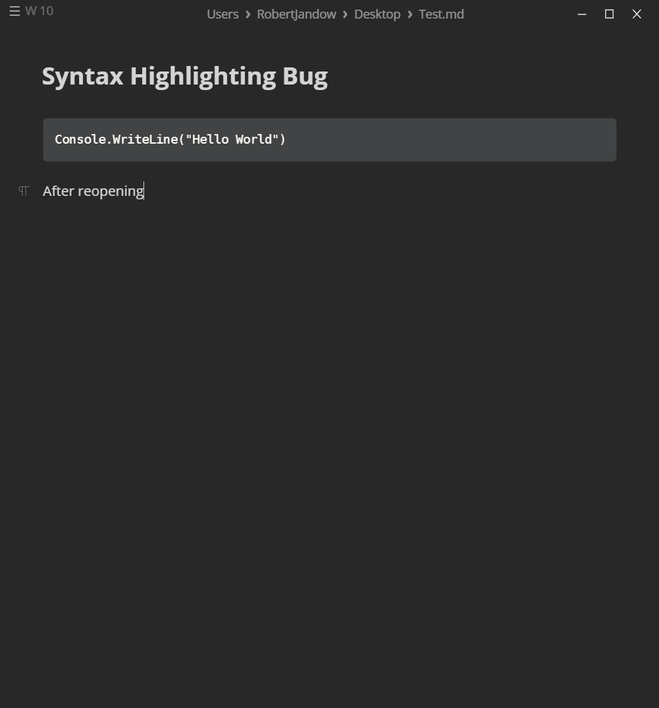 Syntax Highlighting when reopening files · Issue #890 · marktext/marktext · GitHub