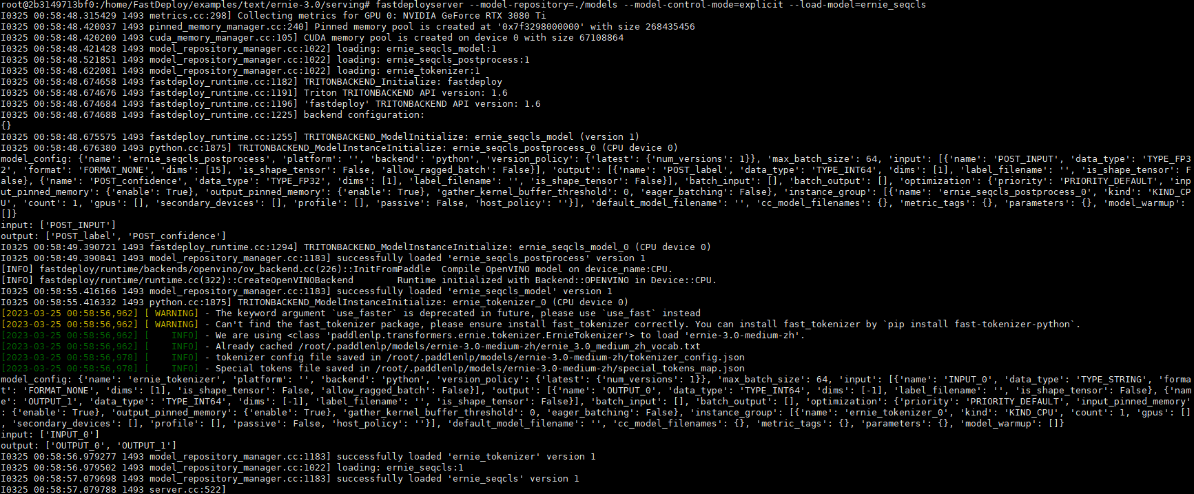 部署ernie模型报错 · Issue #1704 · PaddlePaddle/FastDeploy · GitHub