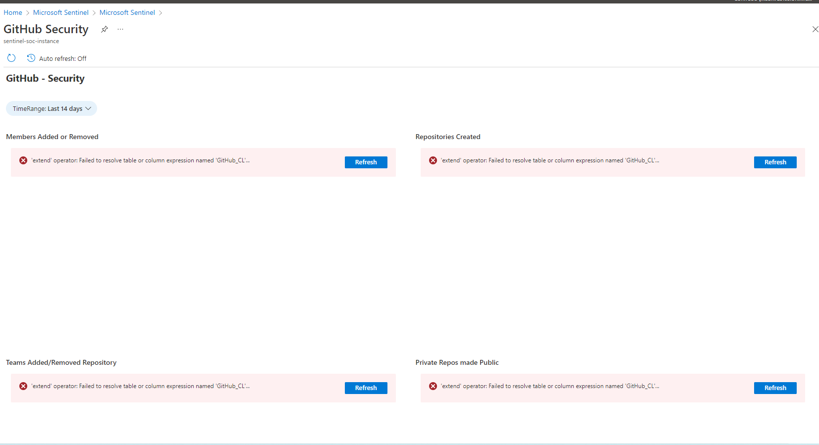 Github Data Connector Issue With Kql Query For Table Githubauditlogpolling Cl · Issue 5077
