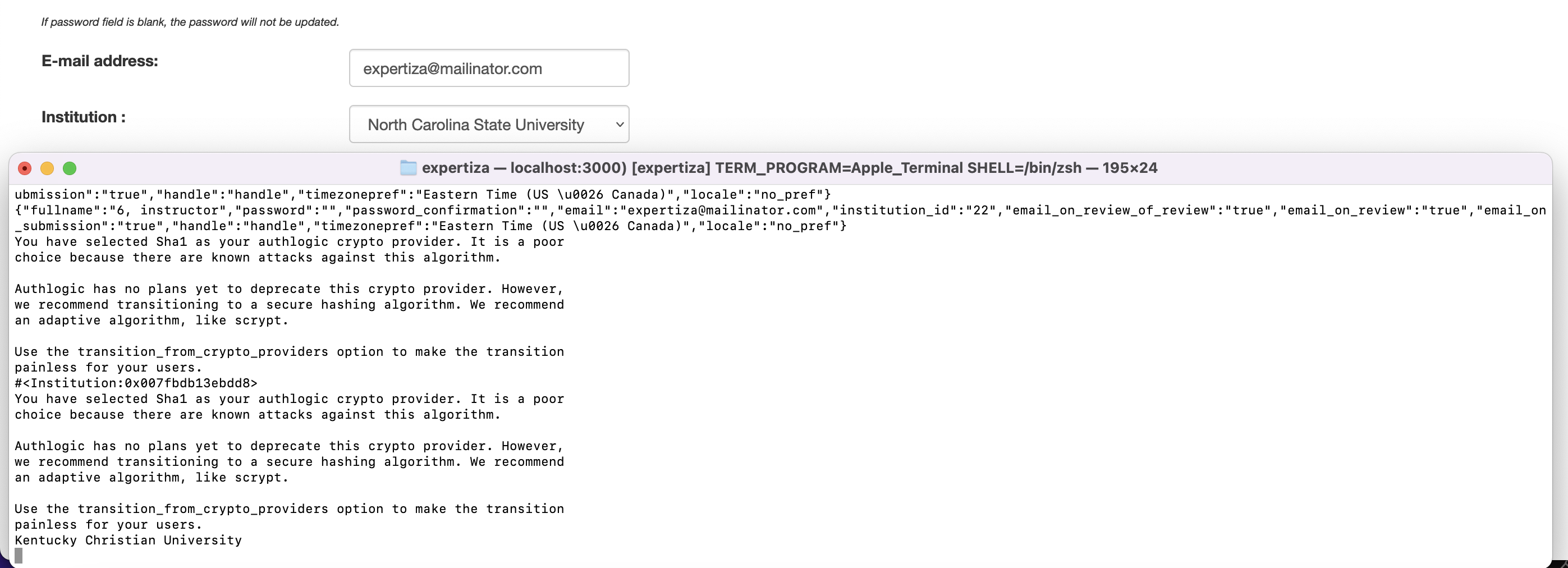 Institution cannot be updated from the profile · Issue #2361 · expertiza/expertiza · GitHub
