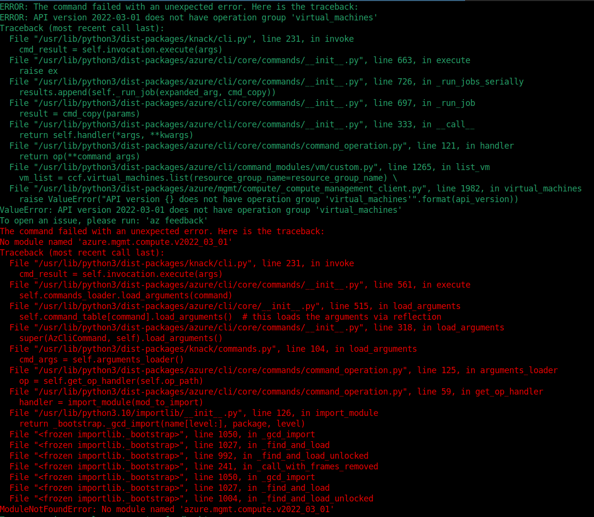 Az Start And Stop Failing After Apt Update Upgrade Modulenotfounderror No Module Named