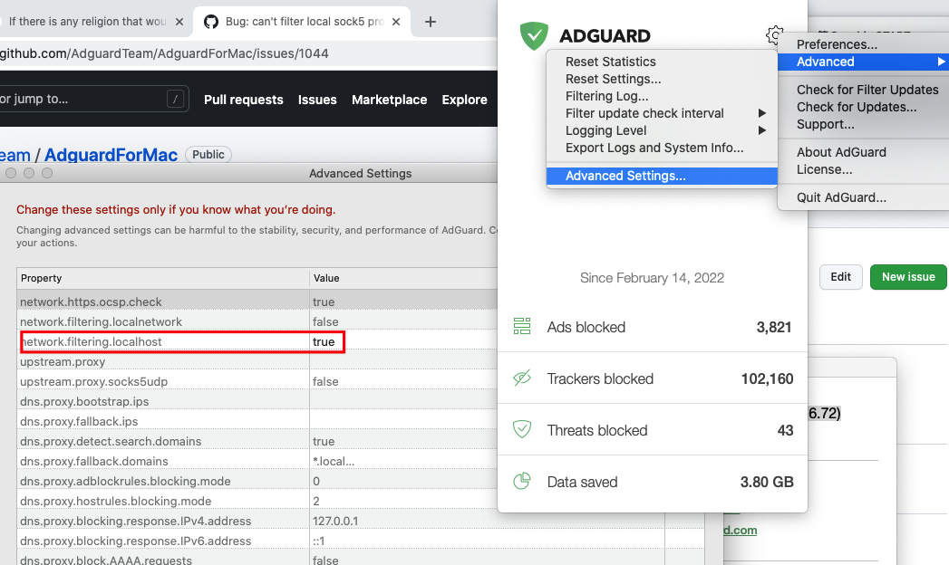Bug: can't filter local sock5 proxy · Issue #1044 · AdguardTeam/AdguardForMac · GitHub