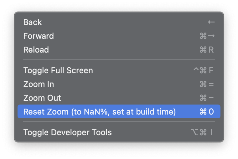 Error when attempting to reset zoom · Issue #1241 · nativefier ...