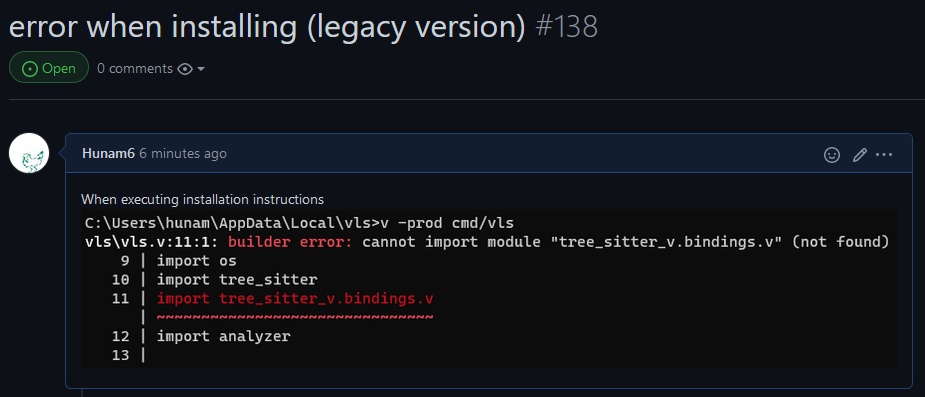 Failed Installing Vls · Issue 140 · Vlangvls · Github 