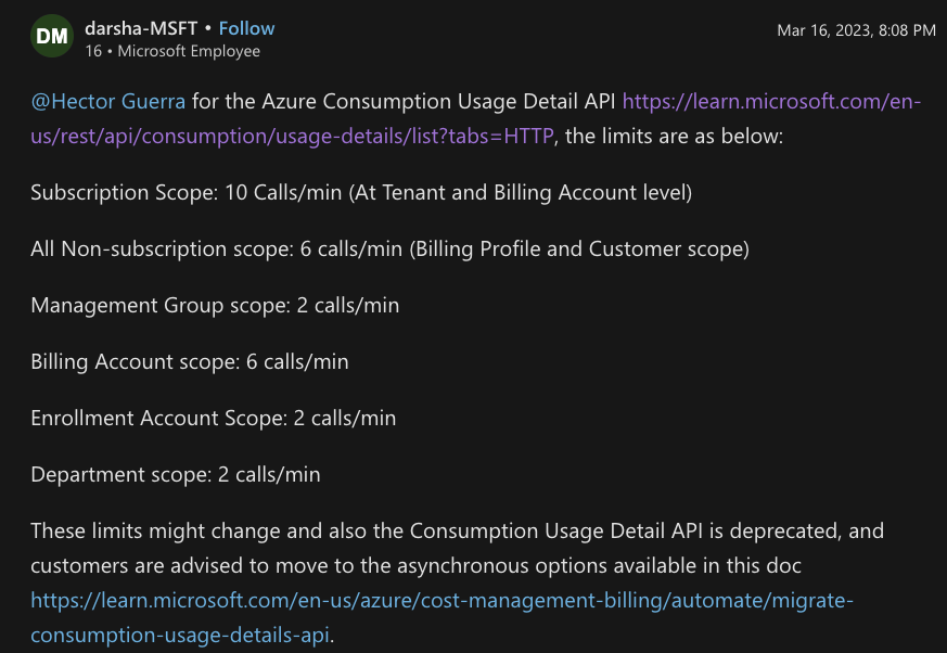 [CostManagement] Is there a query API limit for Cost Management? · Issue #24407 · Azure/azure ...
