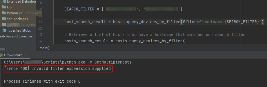 SEARCH_FILTER syntax for multiple hostnames · CrowdStrike falconpy ...
