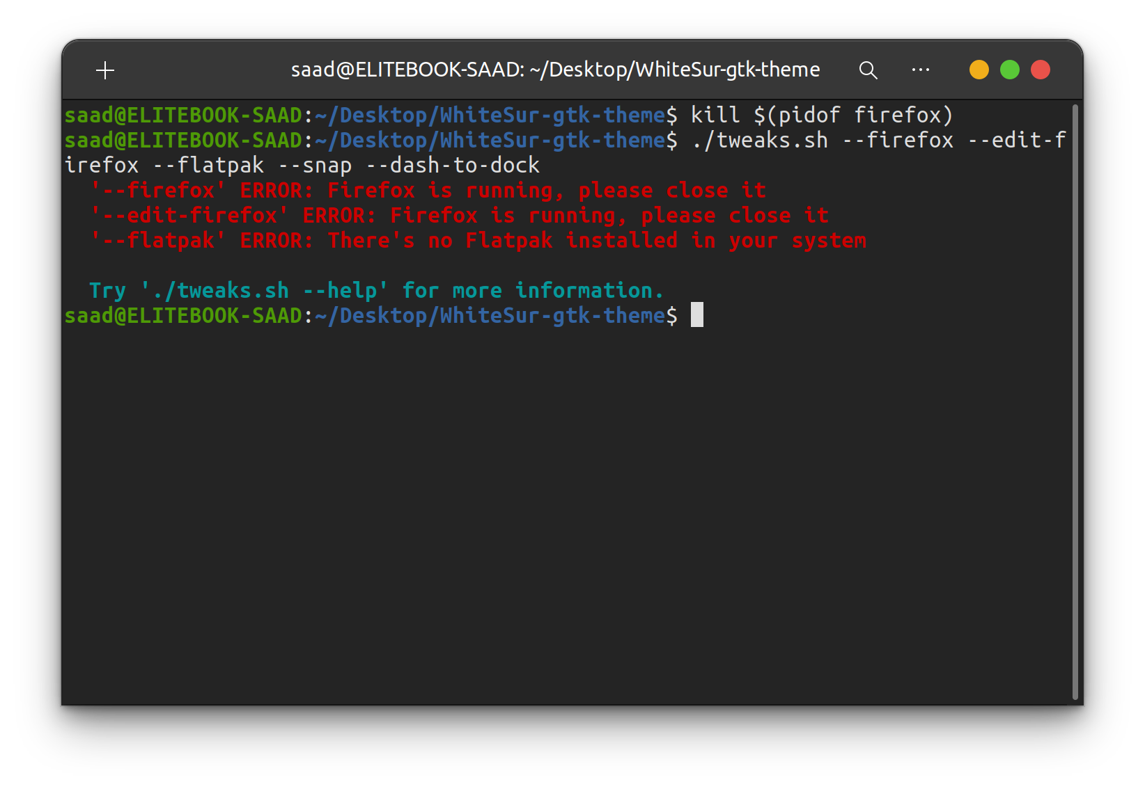 ERROR: Firefox is running, please close it · Issue #181 · vinceliuice ...