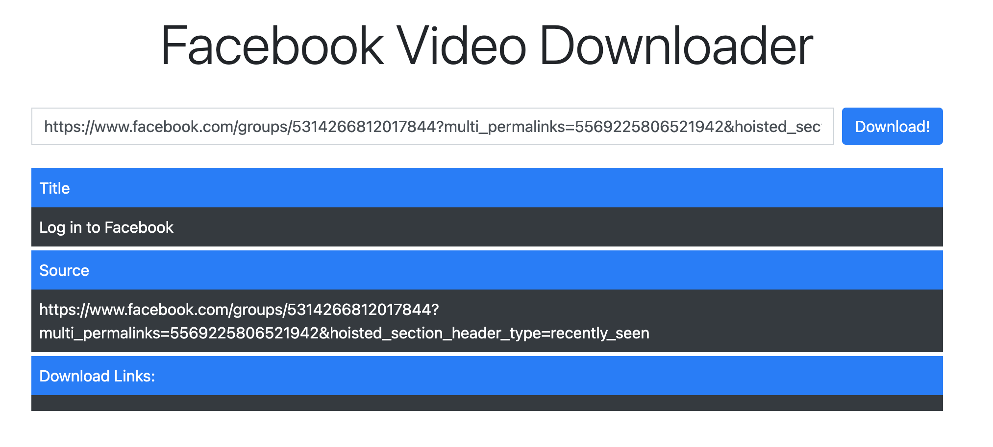 No Download links here by · Issue #41 · vikas5914/Facebook-Video ...