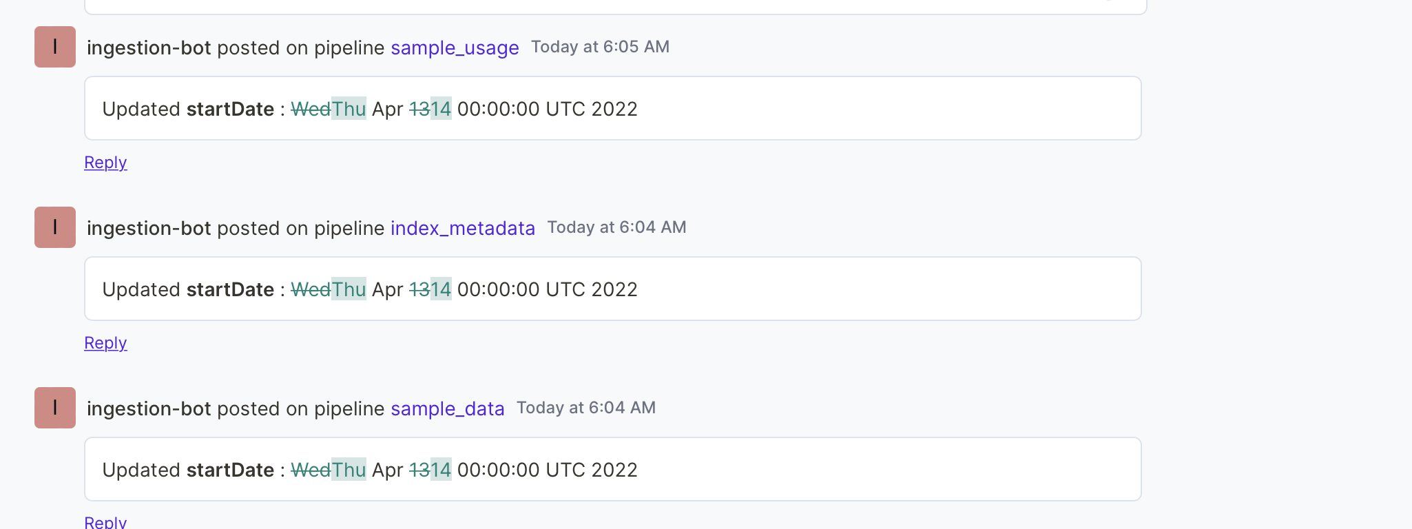 startDate of Airflow Pipeline shouldn't be recorded as changeEvent · Issue #4164 · open-metadata ...
