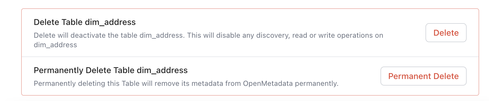 Delete Option Text Is Not Clear And Consistent · Issue 5865 · Open Metadataopenmetadata · Github