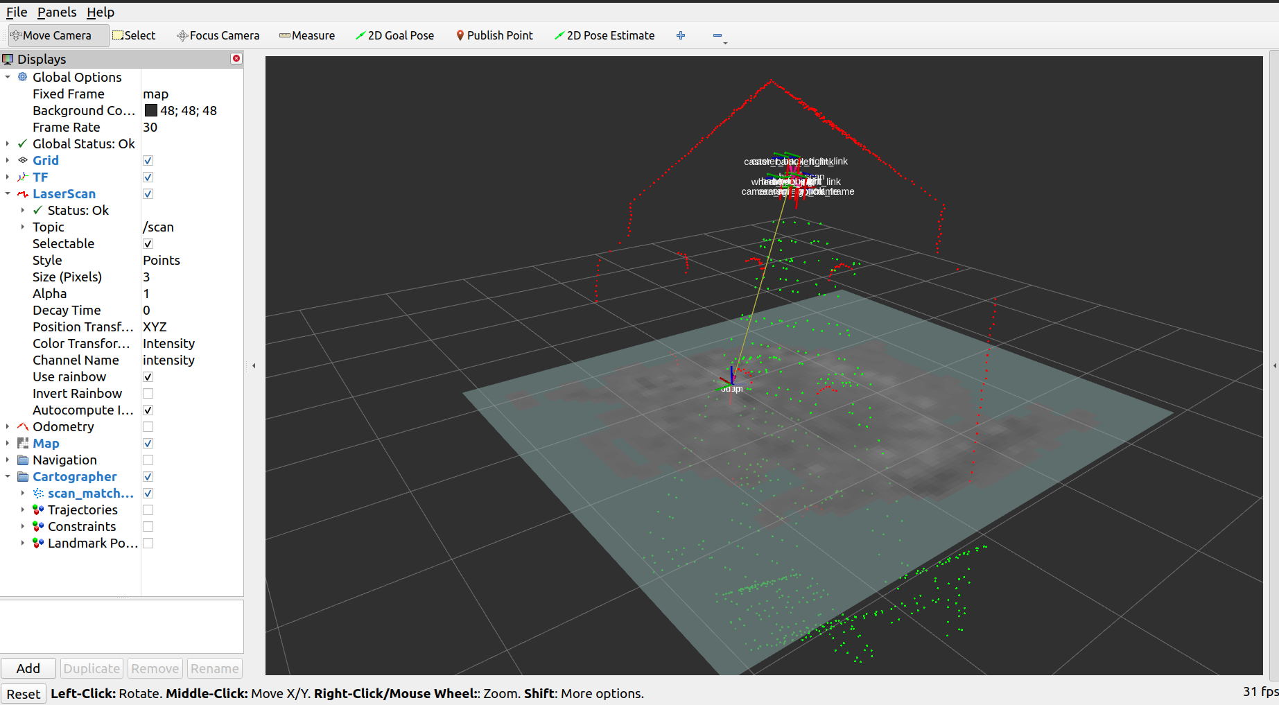 turtlebot3 Cartographer 3D with depth camera not working [simulation]