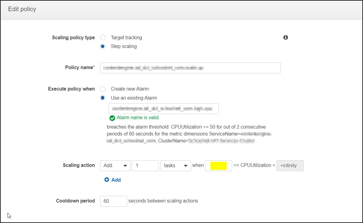 Terraform to control ECS Service App Autoscaling completely - Scaling Action part is missing ...
