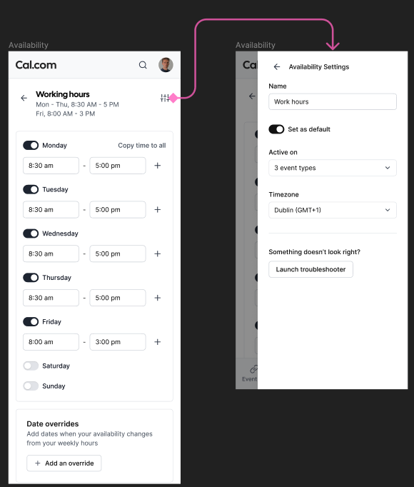 [cal 1151] Mobile Set Your Availability · Issue 7351 · Calcom