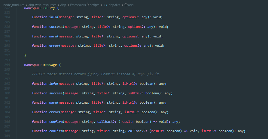 The abp.message related method should be added to the options parameter as abp.notify · Issue ...