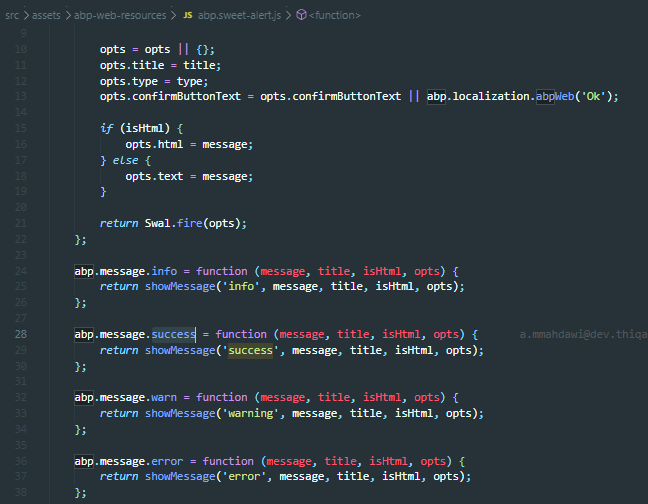 The abp.message related method should be added to the options parameter as abp.notify · Issue ...