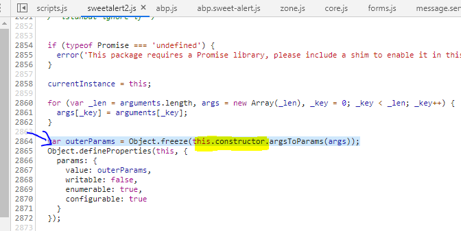 The abp.message related method should be added to the options parameter ...