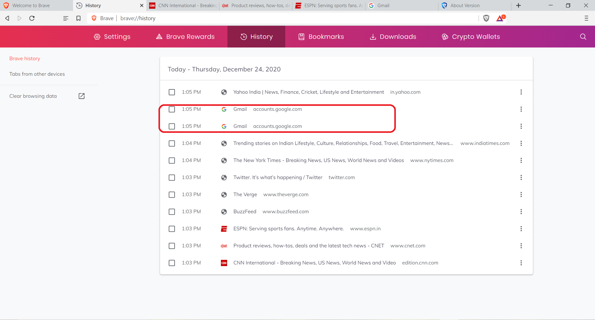 Duplicate site history listed in brave://history when two devices are ...