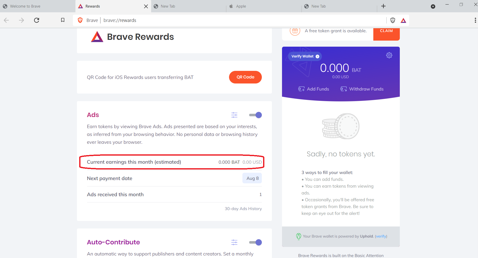 Estimated pending rewards reset to zero after redeeming tokens ...