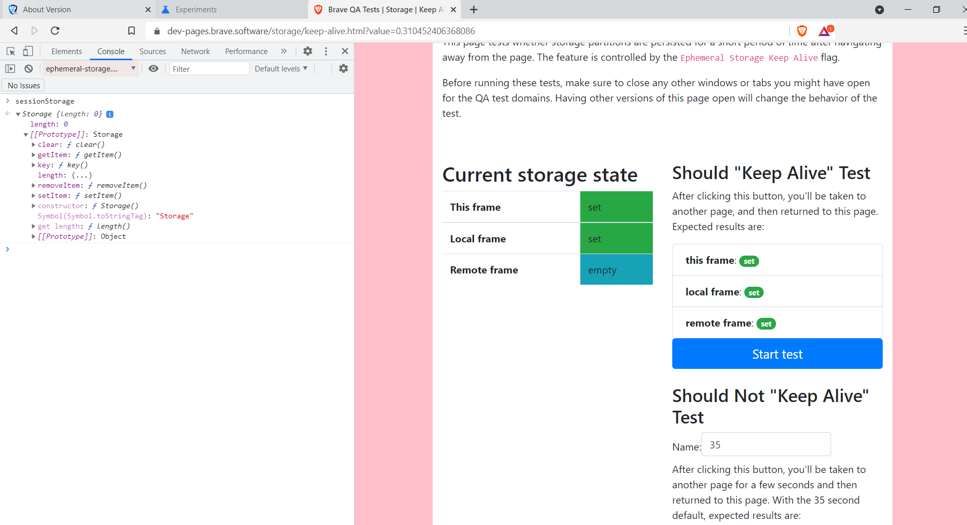 Ephemeral sessionStorage keeps cached values on renderer-initiated navigation with disabled site ...
