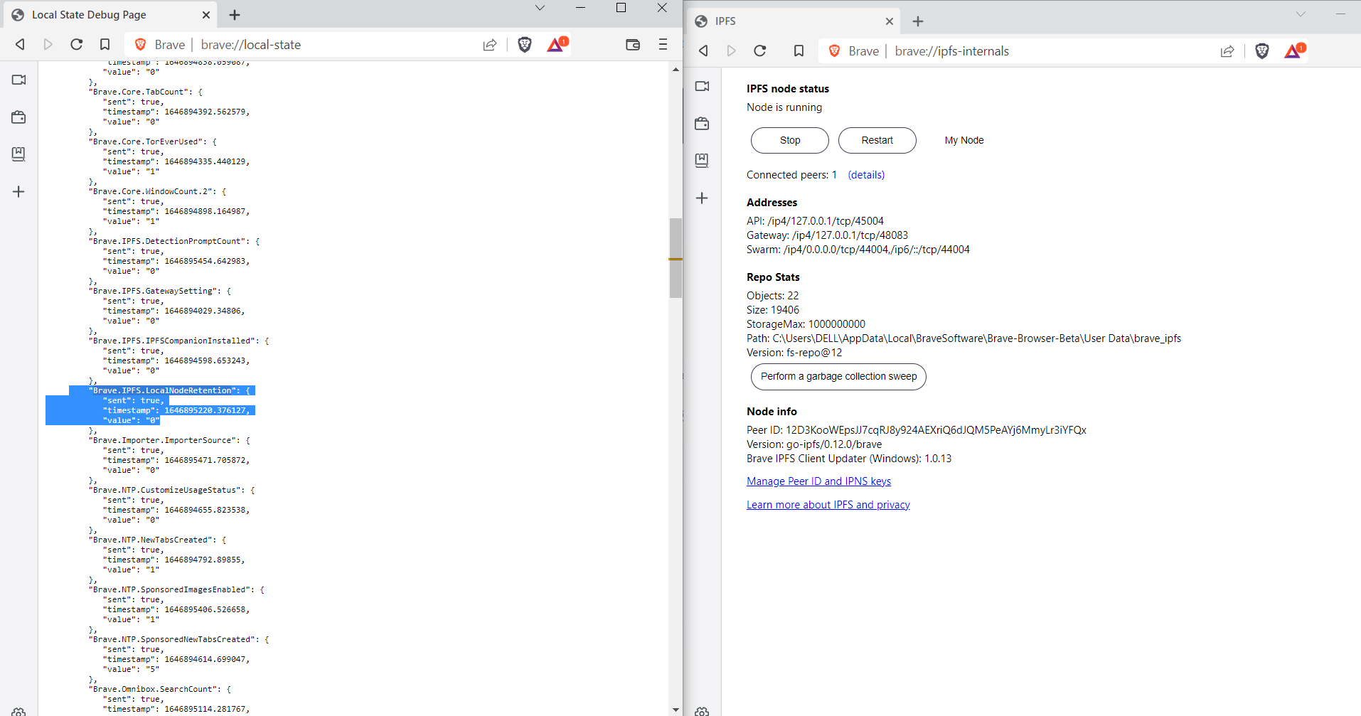 Incorrect Response Value `braveipfslocalnoderetention0` When Ipfs Is Enabled Via Braveipfs