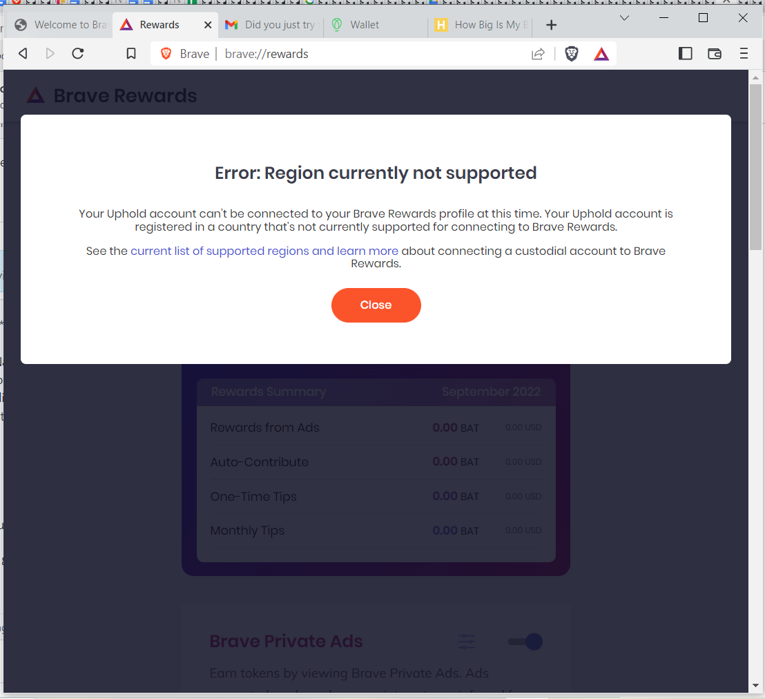 Update "region not supported" error modal text (Sept 2022) · Issue ...