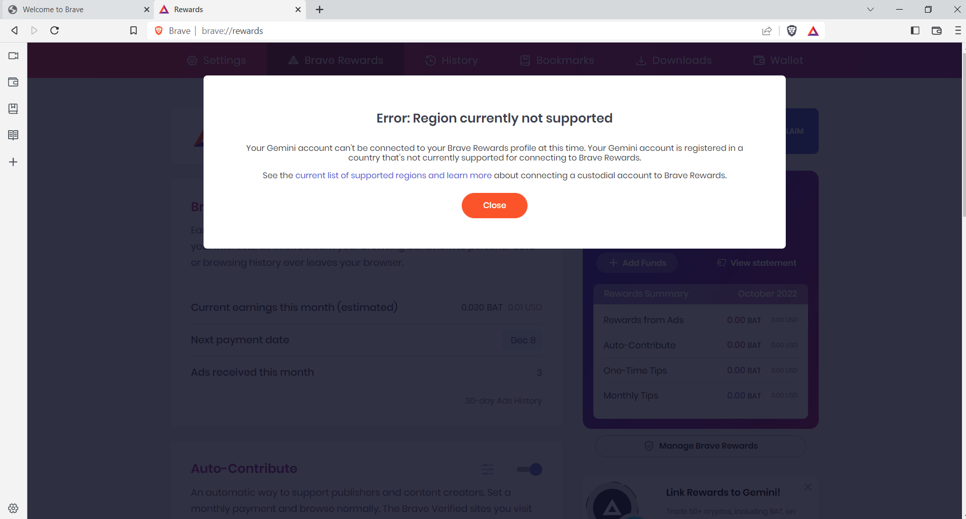 Update Error Different Account Region Error Modal Text · Issue 25918 · Brave Brave Browser