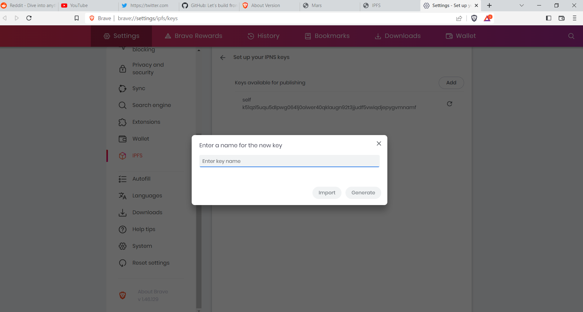[Cr108 Follow up] IPNS Keys page dots menu doesn't work · Issue #26818 · brave/brave-browser ...