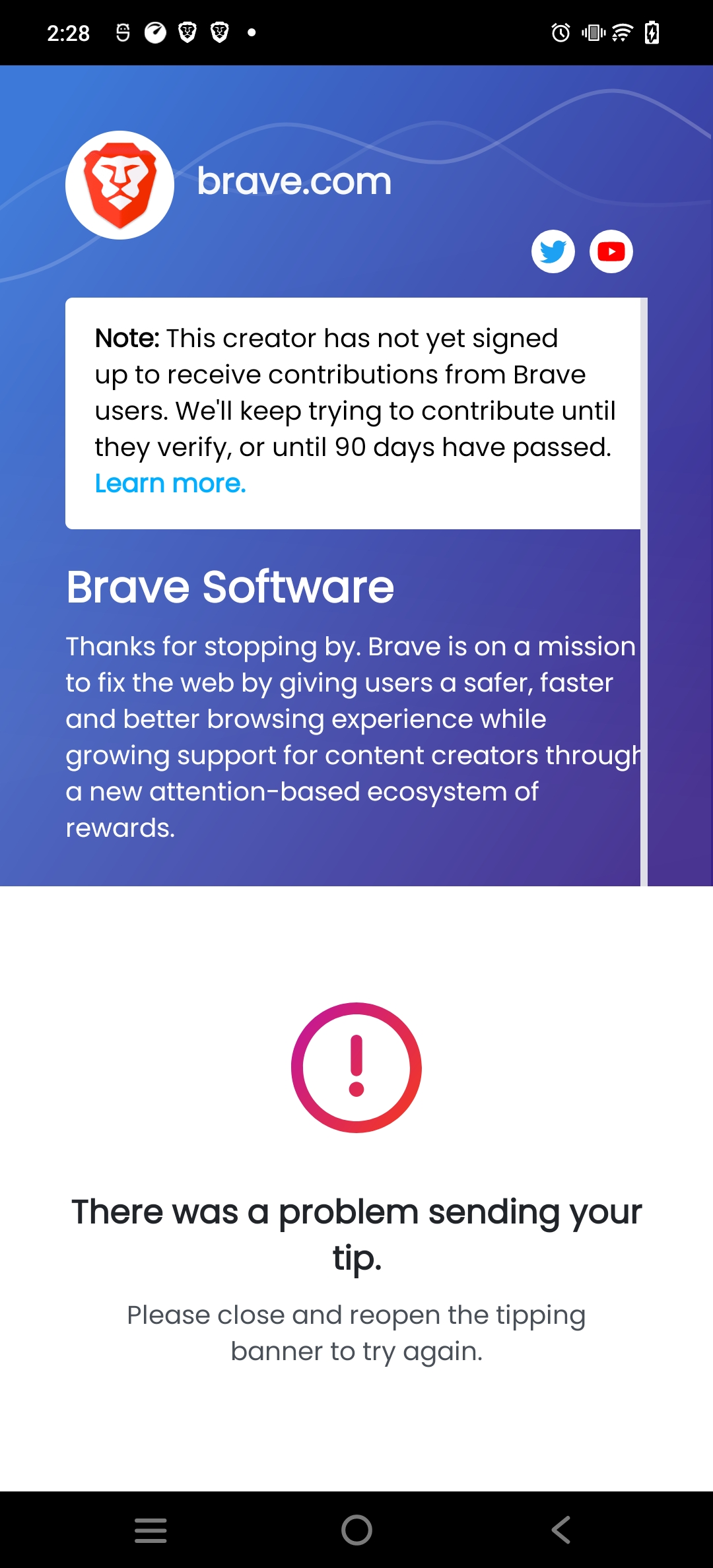 [Android] Failed Uphold tip still shows success screen in tipping ...