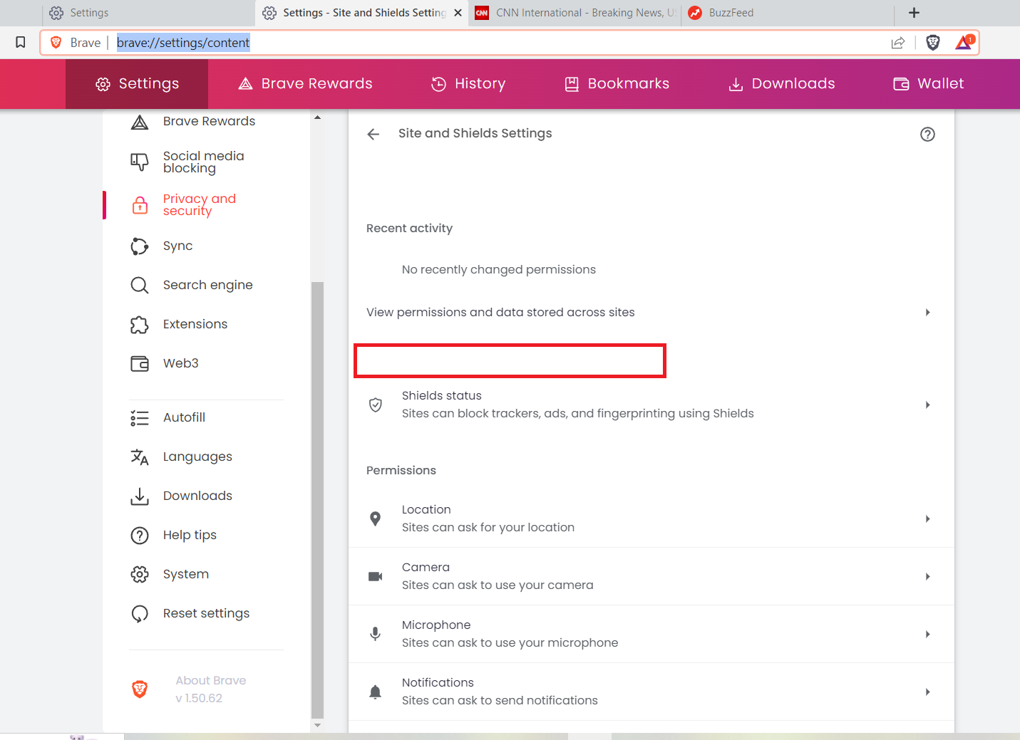 `Shield settings` header is missing in brave://settings/content page ...