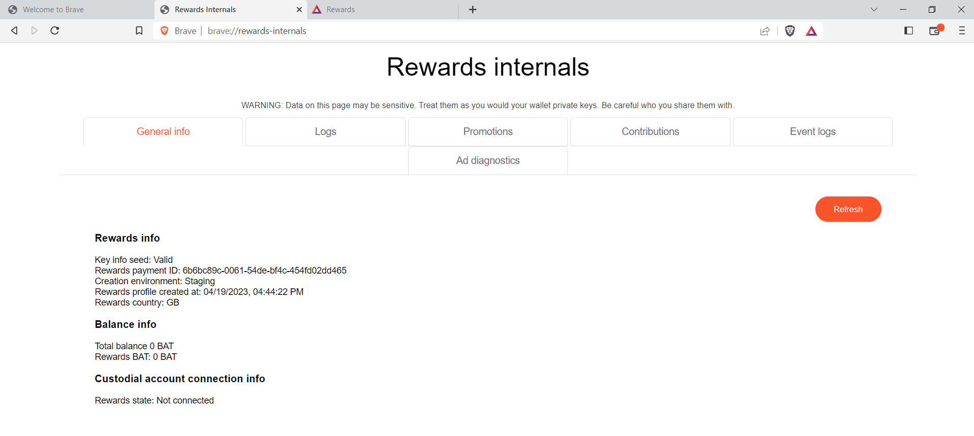 0.00 BAT showing in Rewards panel, even though user is logged in with ...