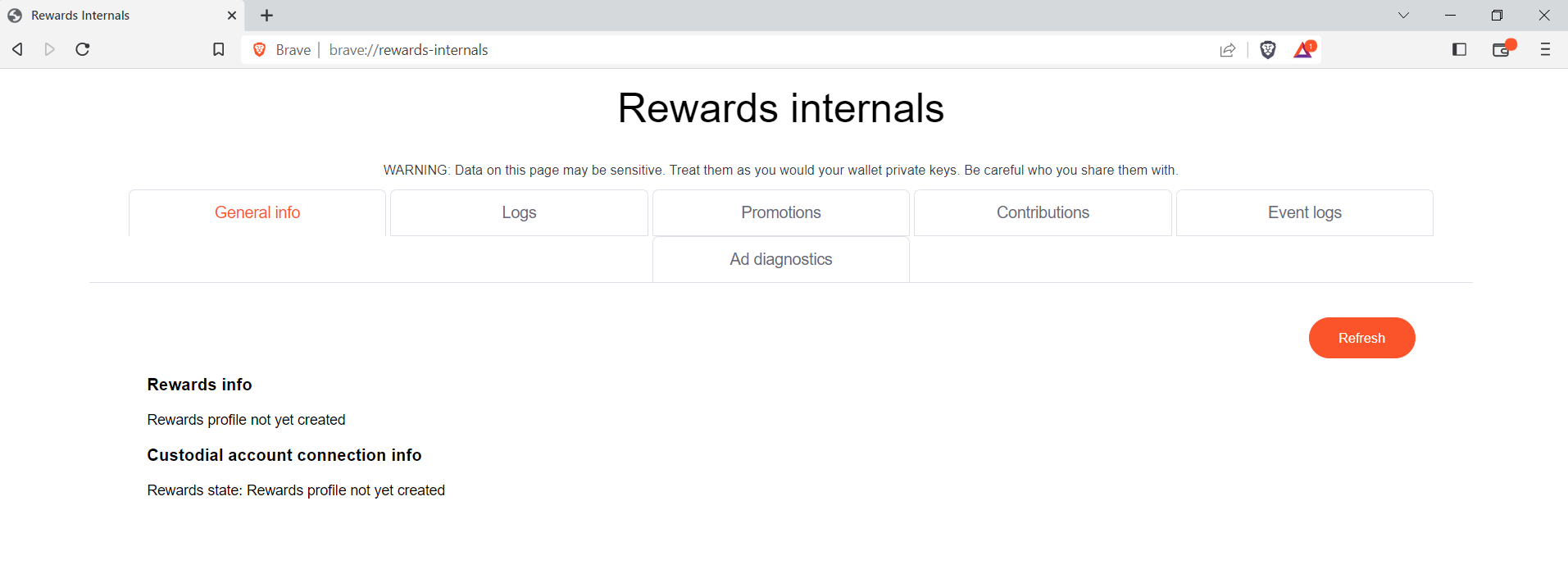 0.00 BAT showing in Rewards panel, even though user is logged in with custodian, and `rewards ...