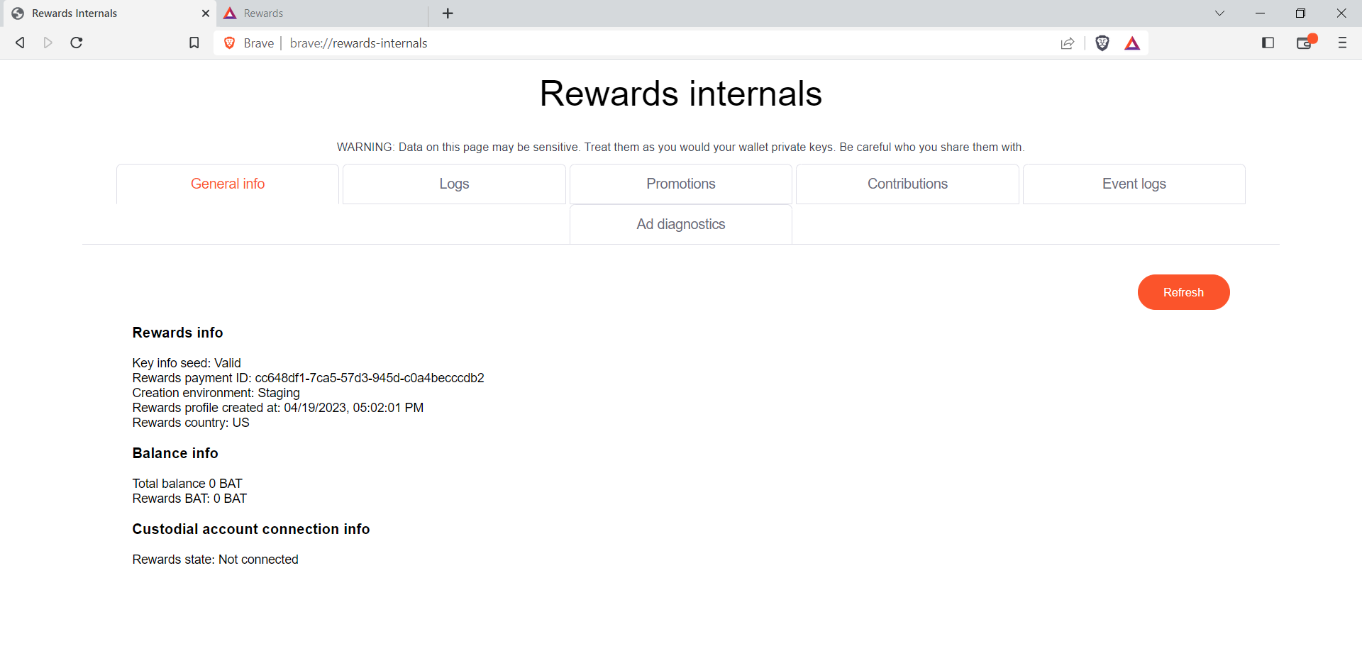 0.00 BAT showing in Rewards panel, even though user is logged in with ...