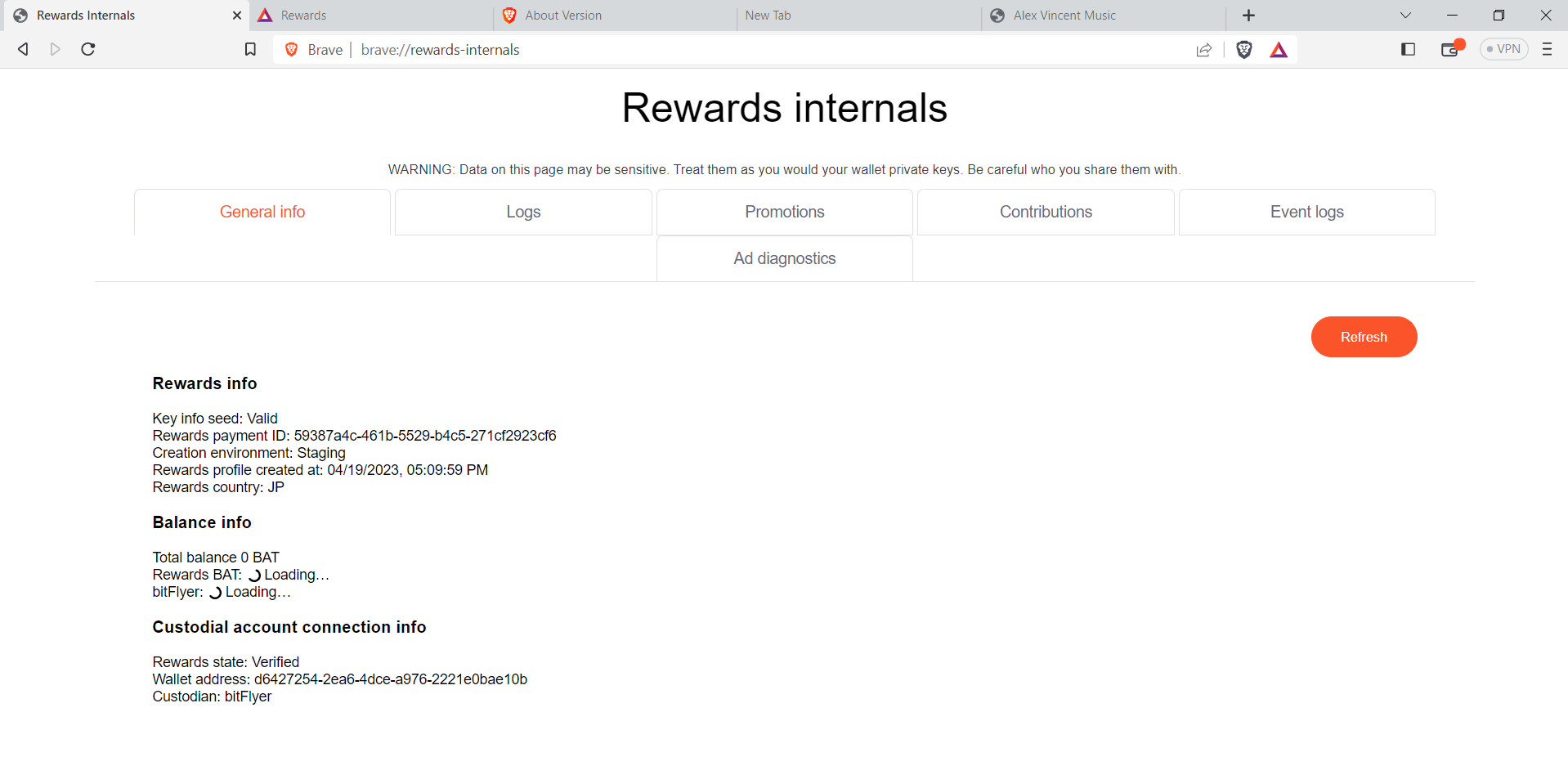 0.00 BAT showing in Rewards panel, even though user is logged in with ...