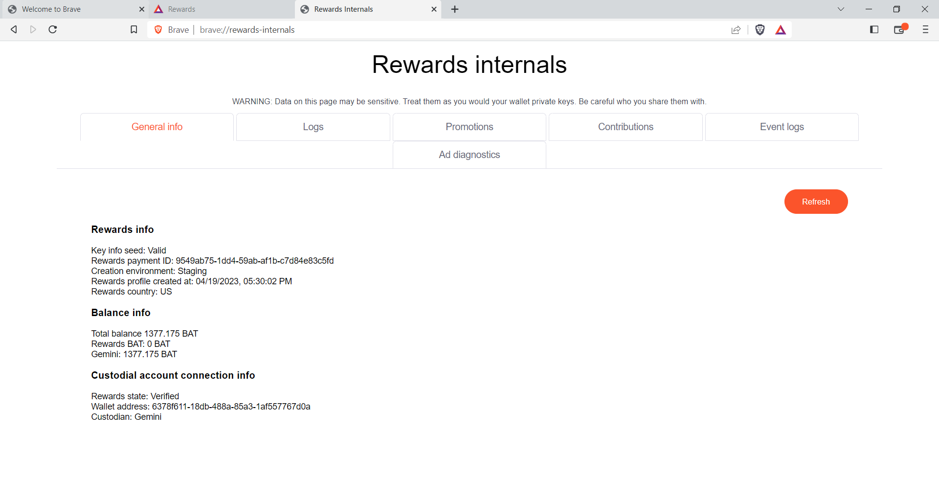0.00 BAT showing in Rewards panel, even though user is logged in with ...