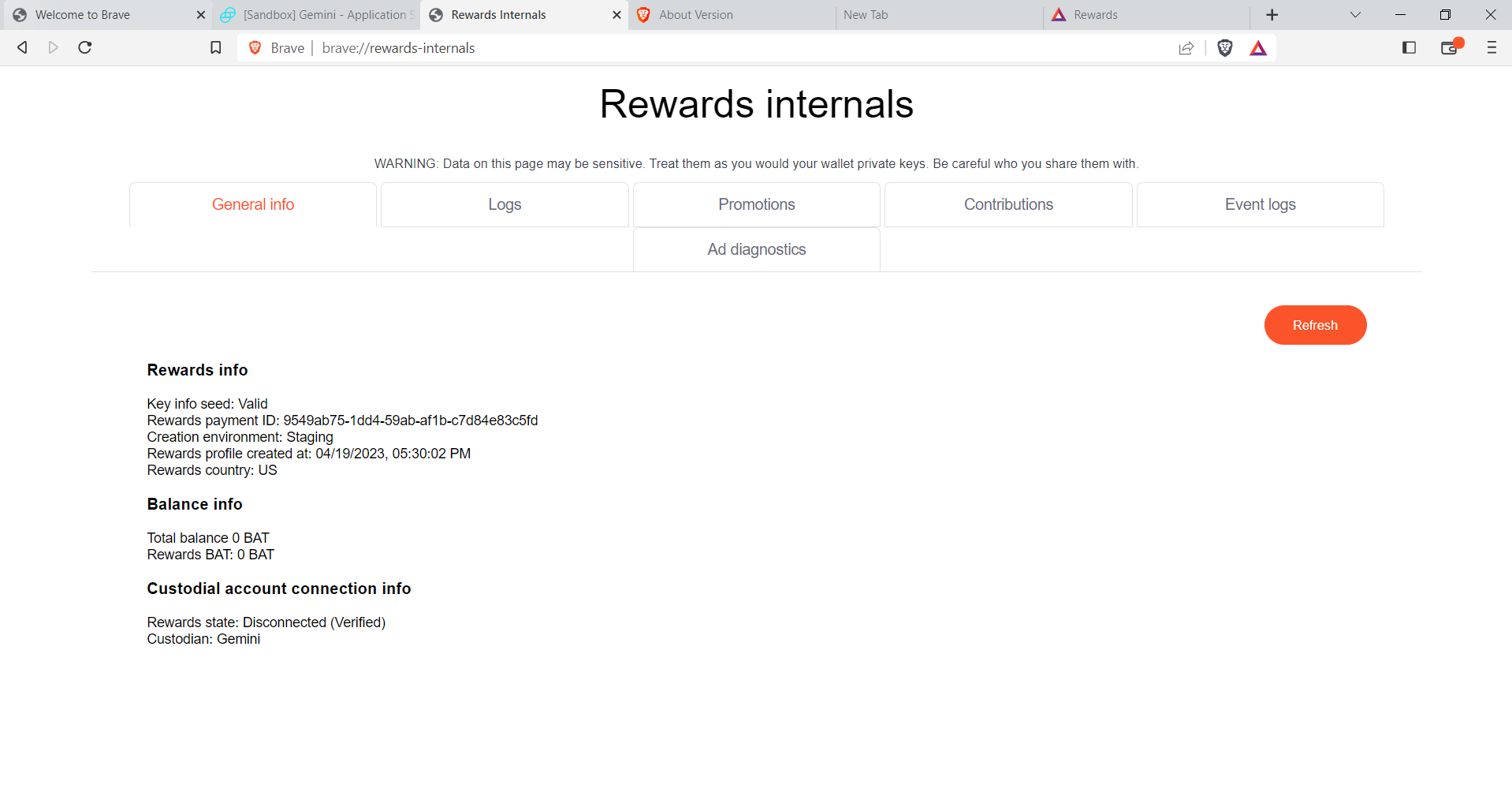 0.00 BAT showing in Rewards panel, even though user is logged in with ...
